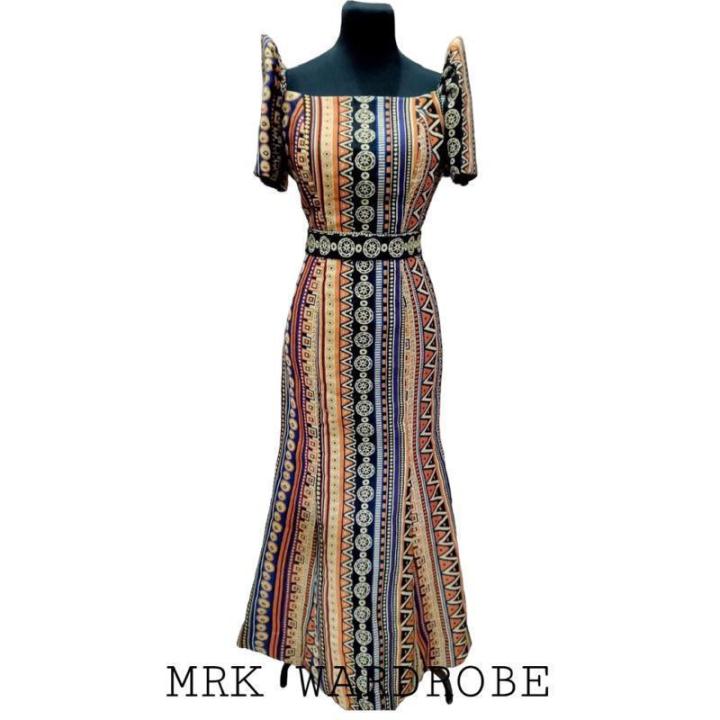 Inabel Serpentina Filipiniana Gown- Yellow Ethnic | Lazada PH