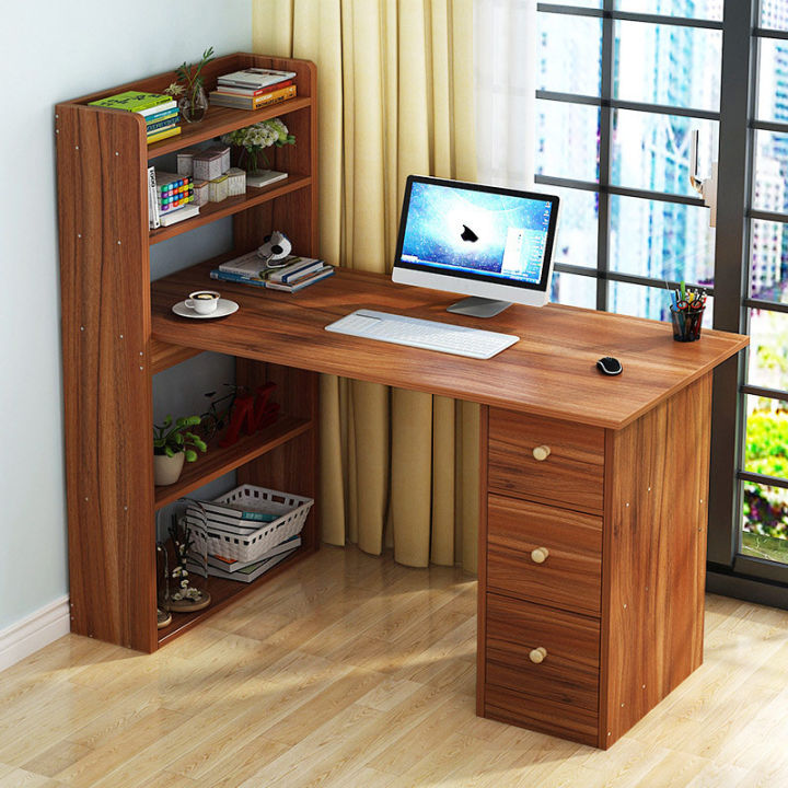 Wooden Computer Office Desk With Shelves And Drawers For Easy Access Of ...