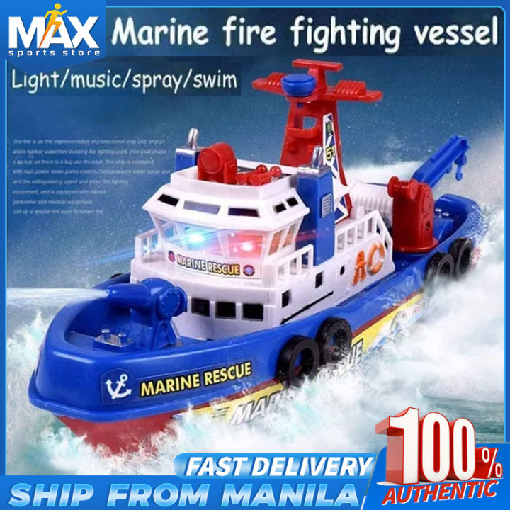 Electric Marine Fire Boat Toy Water Spray Music Lights Model Toy Rescue ...