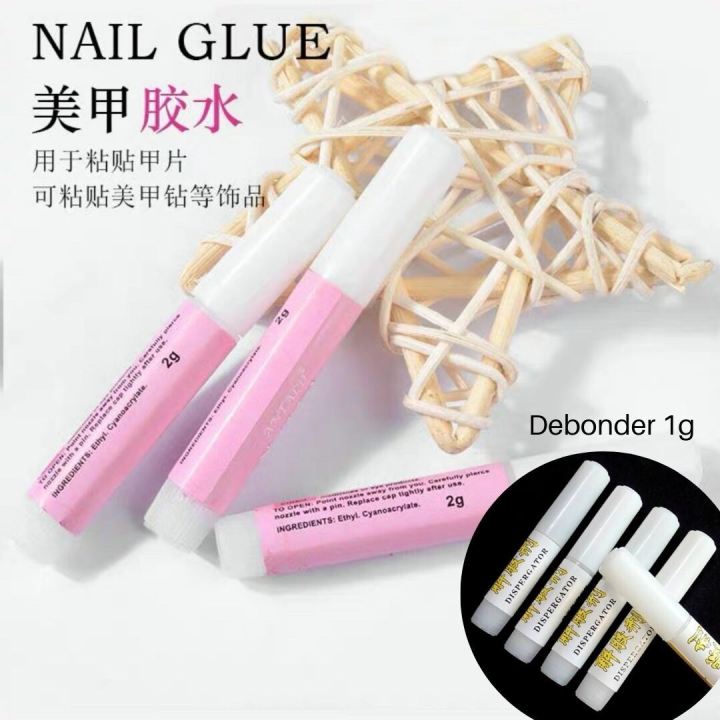 Nail Lab Nail Glue Mini Super Strong Adhesive& (2g) Debonder (1g) for ...