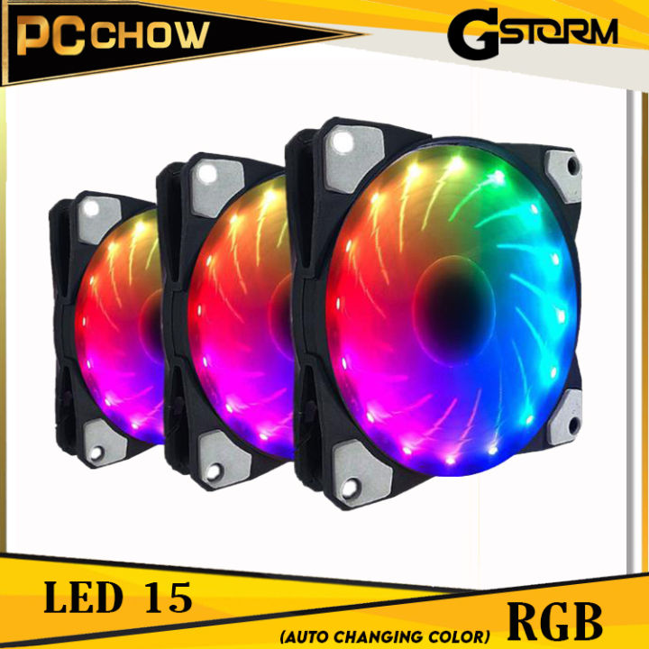 GSTORM 15 LED RGB Light Neon Quite Clear Cooler 120mm PC CPU Computer ...
