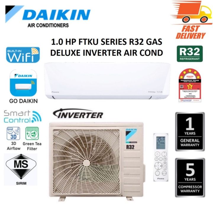 DAIKIN 5-STAR DELUXE INVERTER WIFI 1HP / 1.5HP / 2HP / 2.5HP / 3HP Air Conditioner FTKU R32 ...
