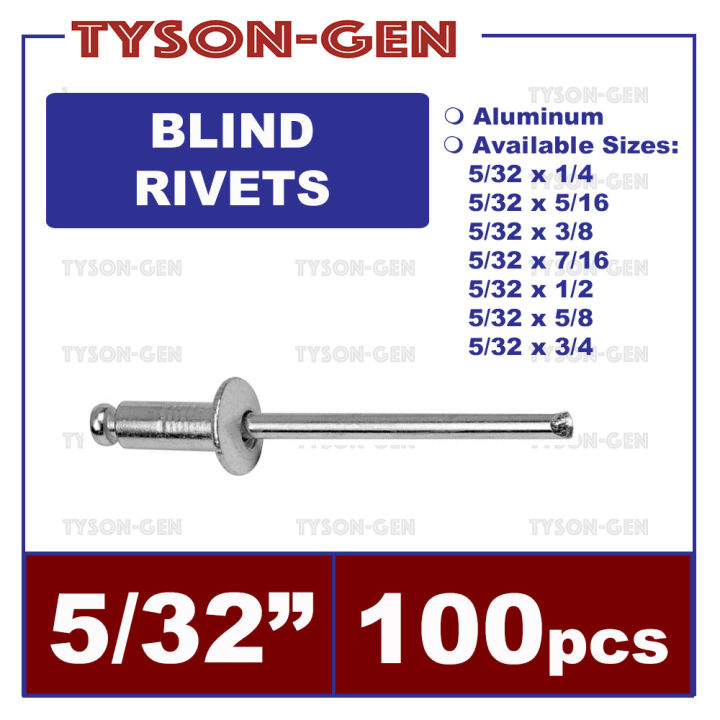 Blind Rivets 5/32" x 1/4" to 3/4" - Aluminum 100pcs | Lazada PH