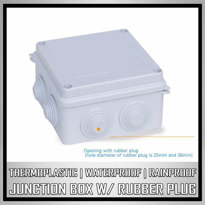 JUNCTION BOX WITH RUBBER PLUG | WATERPROOF | RAINPROOF | THERMOPLASTIC ...