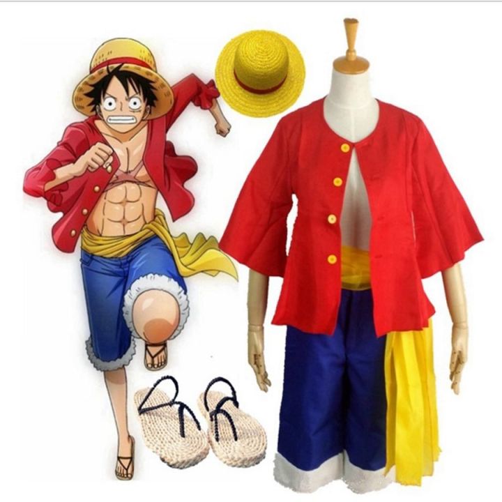 Anime Monkey D Luffy Cosplay Costume Set Coat Shorts Belt Uniform ...
