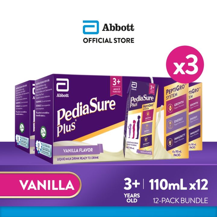 Pediasure Plus 3+ Vanilla 110ml x12 for Kids Above 3 Years Old (110ml ...