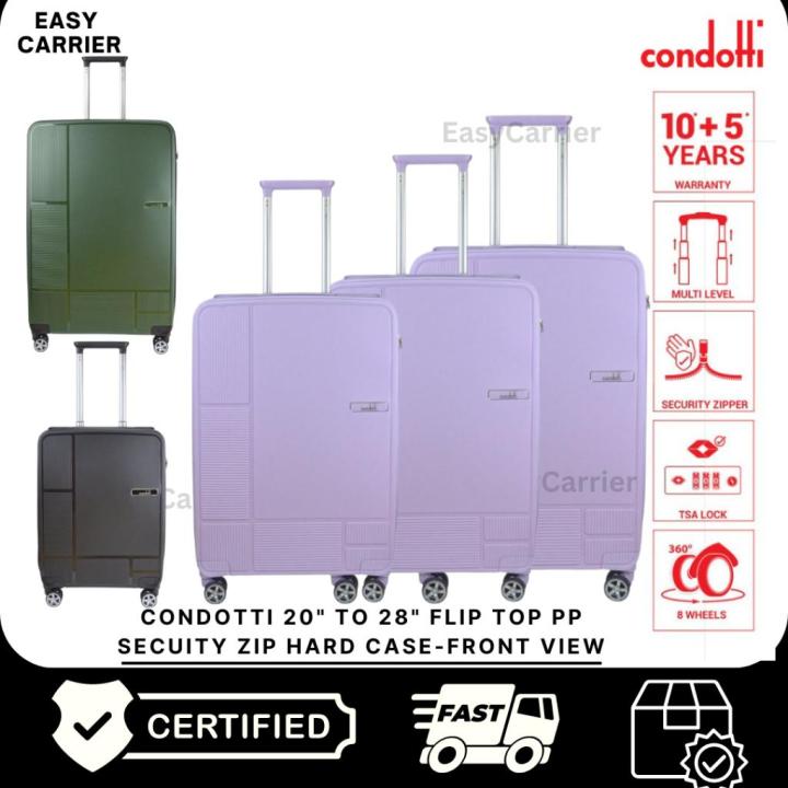 CONDOTTI ITALY 20"/24"/28" FLIP TOP UNBREAKABLE PP ANTI THEFT HARD CASE ...