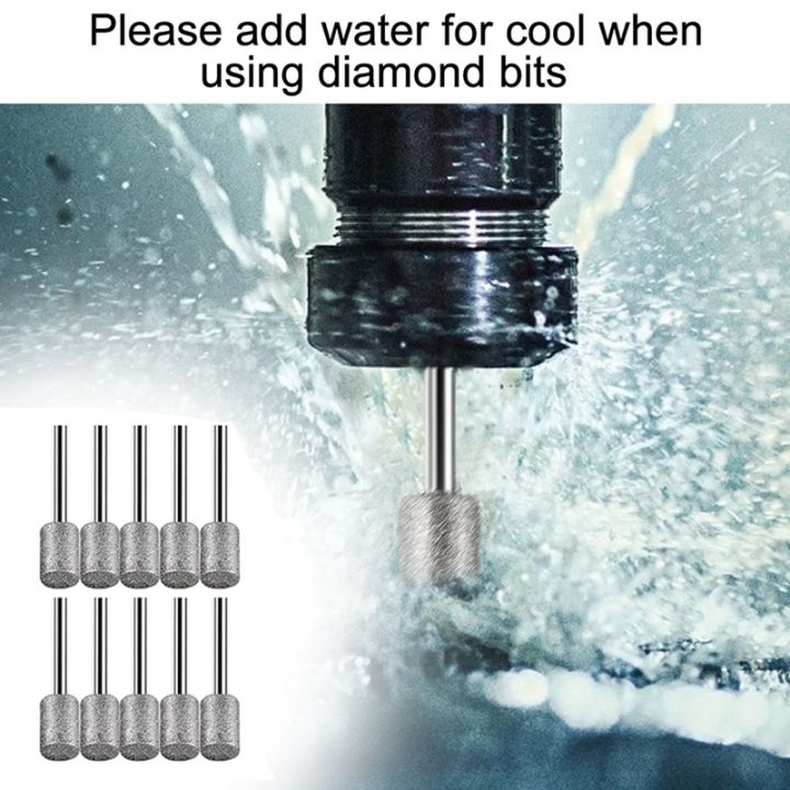10 Pcs Cylindrical Diamond Burr Stone Carving Grinding Set Carbide Burr ...