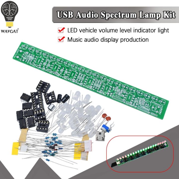 USB audio spectrum lamp kit LED car volume level indicator music audio ...