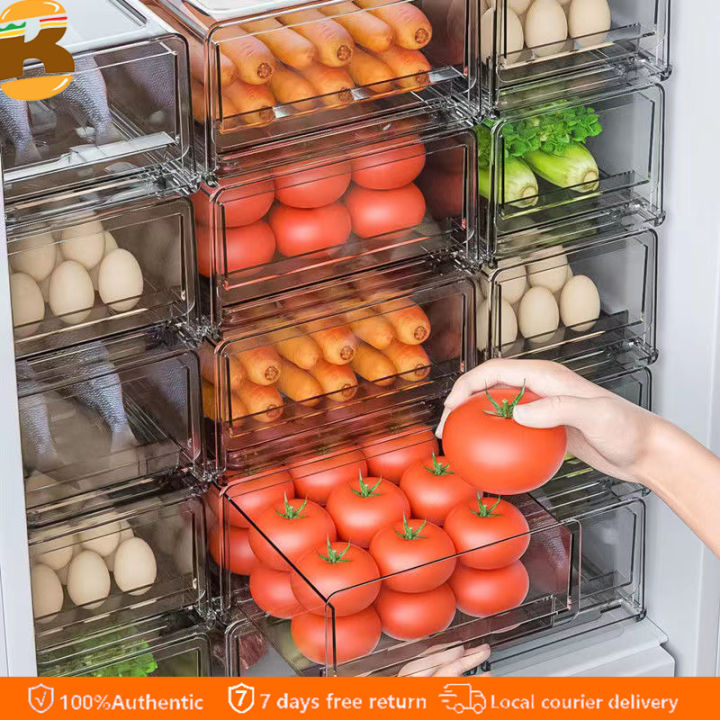 Refrigerator food drawer storage box transparent crisper kitchen Type ...
