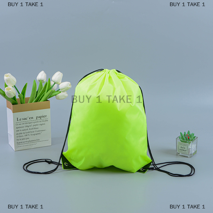 inchoie Colorful Drawstring Backpack Solid Color Simple Waterproof ...