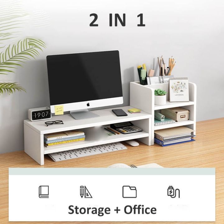 Stand Desktop Organizer Wooden Holder Monitor Stand Riser | Lazada PH