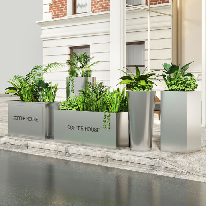 Customized outdoor stainless steel flower box combination flowerpot ...