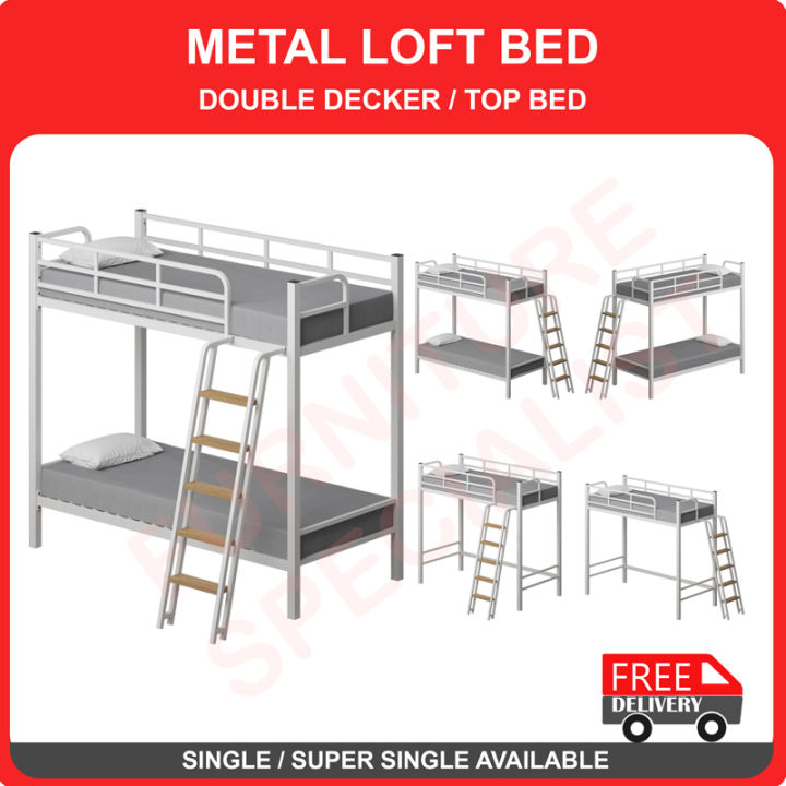 Metal Loft Bed White (Double Decker / Top Only Available in Single and ...