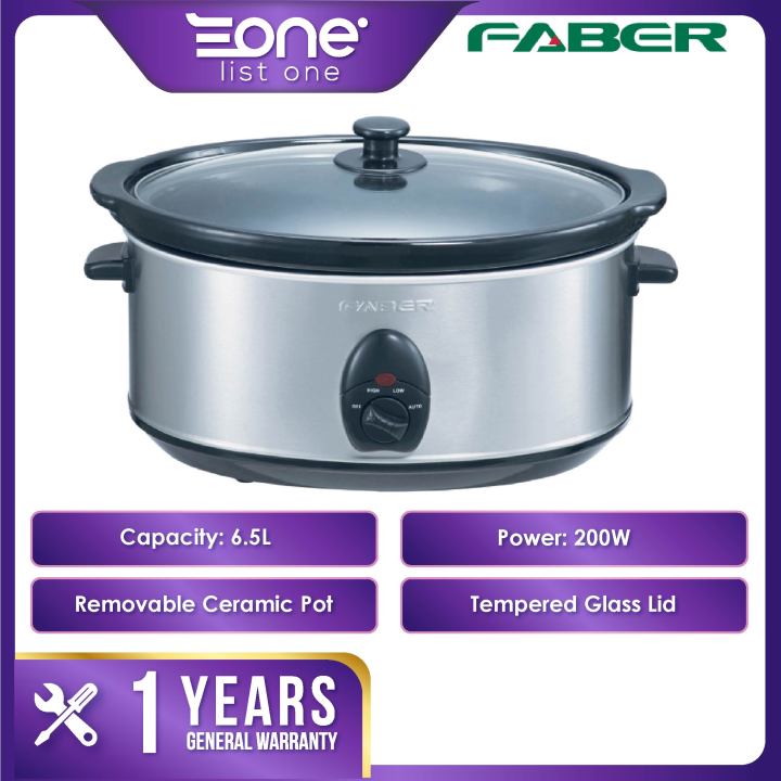 FABER ITALY FSC650SS FSC 650 SS 6.5L REMOVEABLE CERAMIC POT SLOW COOKER ...