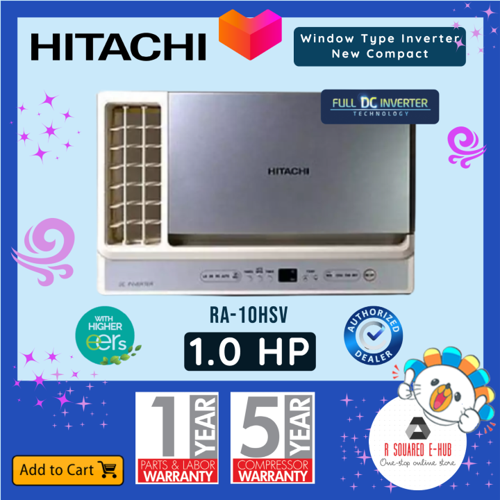 Hitachi New Compact Inverter Window Type Aircon 1.0 HP (RA-10HSV ...