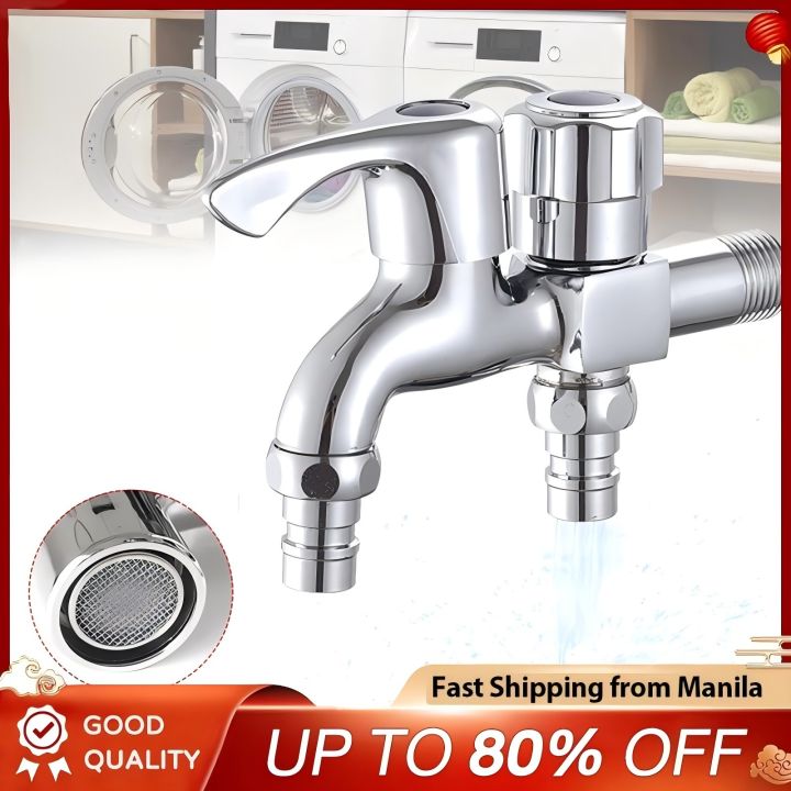SUS304 Stainless Steel Two Way Faucet Valve 1 in 2 Out Head Double ...