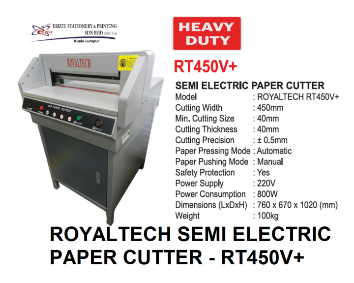 ROYALTECH SEMI ELECTRIC PAPER CUTTER - RT450V+ (RT450V) (Paper Cutter ...