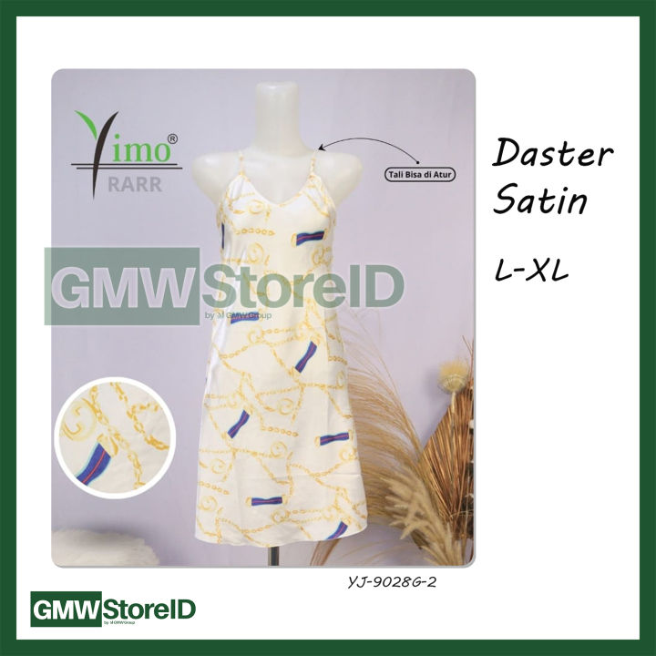 D145 Daster Saten Size L XL Kain Satin Putih (Golden Chain) Merk Yimo ...