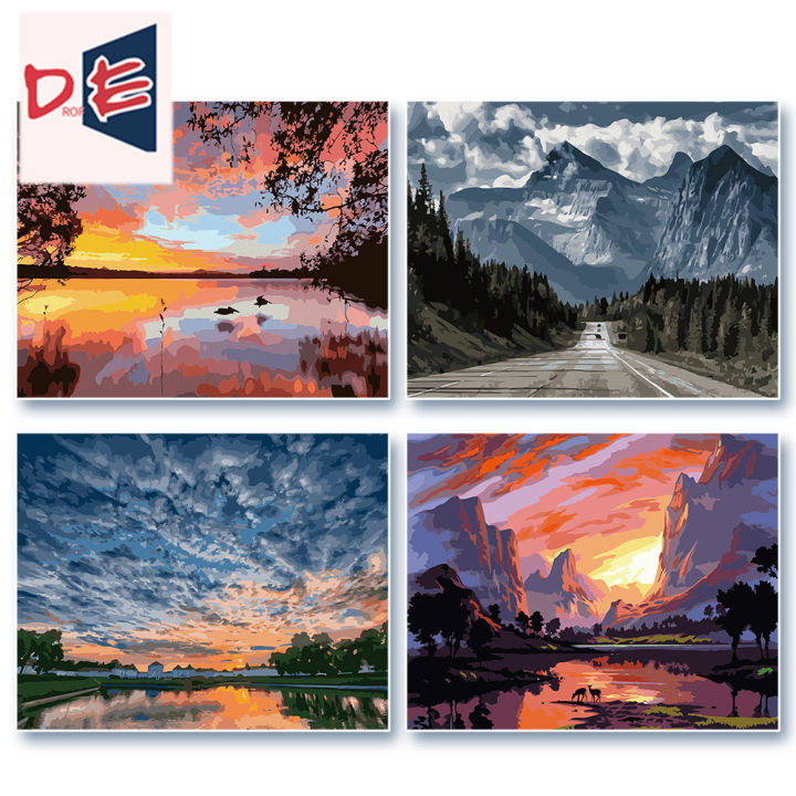 Drofe】ระบายสีด้วยตัวเลข40*50ซม. กรอบรูปดีไอวายการระบายสีด้วยมือการลด ...