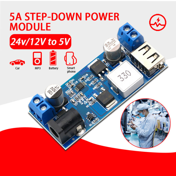 LM2596 DC-DC 24V/12V To 5V 5A Step-down Buck Converter USB Step-down Charging Module Step-down ...
