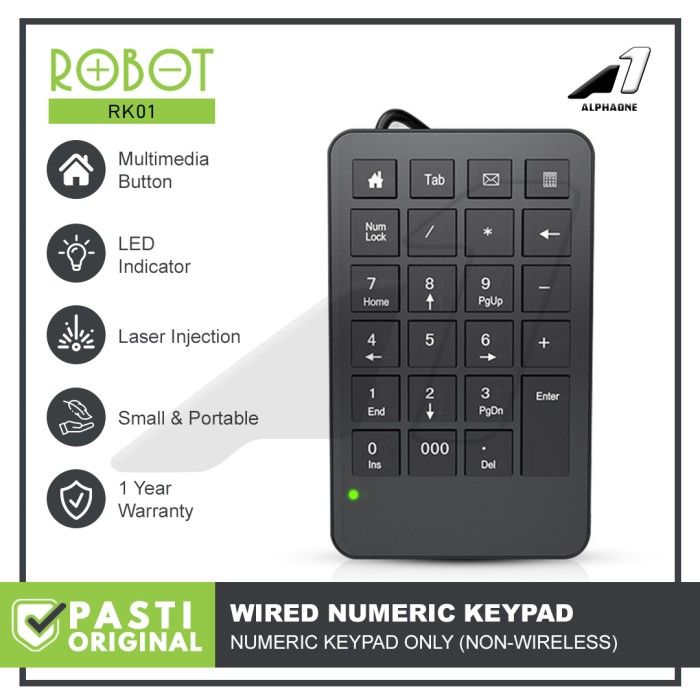 ROBOT Keyboard Numpad Numeric Keypad Wired RK01 USB Angka Numerik ...