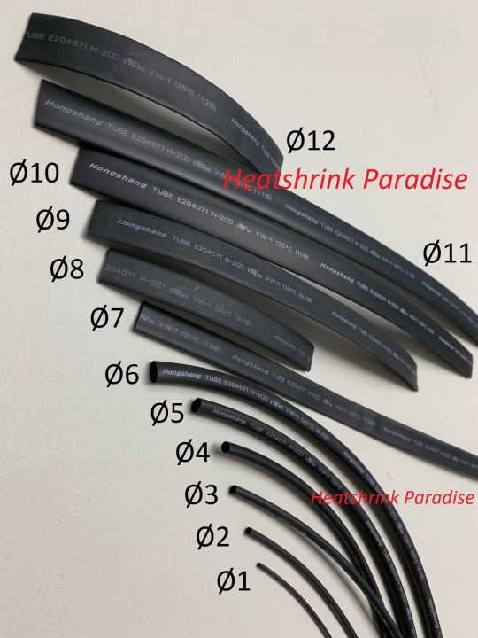 1 Meter- Hongshang Heat Shrink Tube Ø1mm-20mm BLACK | Lazada
