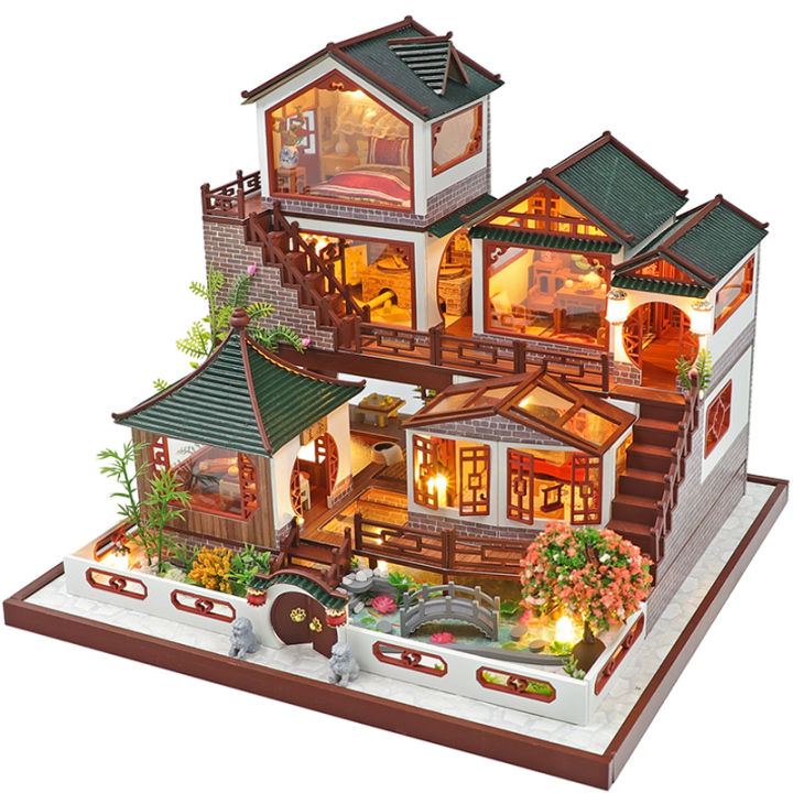 Diy Cabin Mo Yun Waterfront Villa Hand-assembled Chinese Style House ...