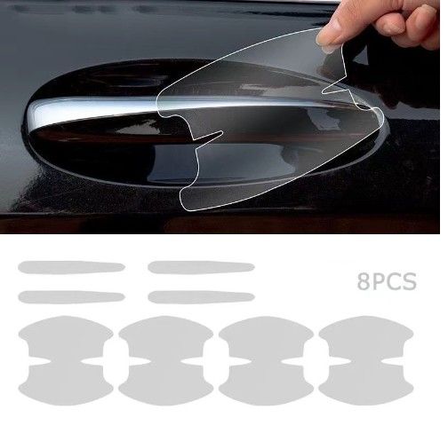 8ชิ้น TPU ชามประตูรถป้องกันการสติกเกอร์รอยขีดข่วนชัดเจนชามจับป้องกันสติ ...