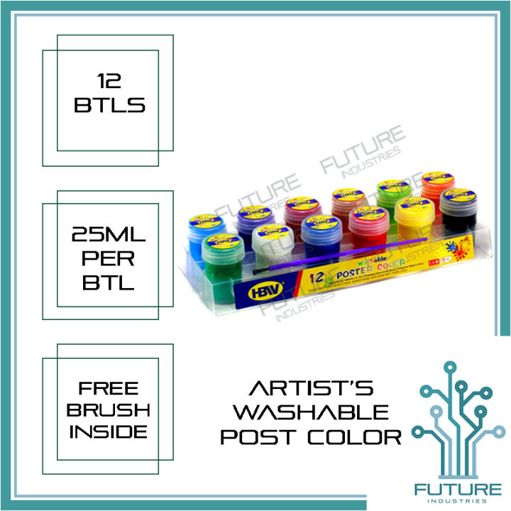 Poster Color Paint Washable Poster Paint FREE PAINT BRUSH Assorted ...