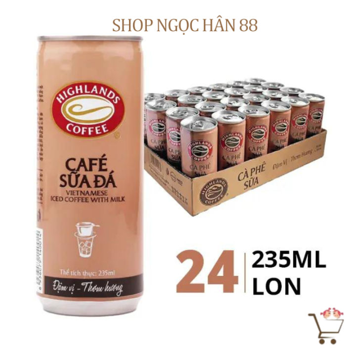Thùng Cà Phê Sữa Đá Highlands Coffee 24 Lon x 185ml / 235ml | Lazada.vn