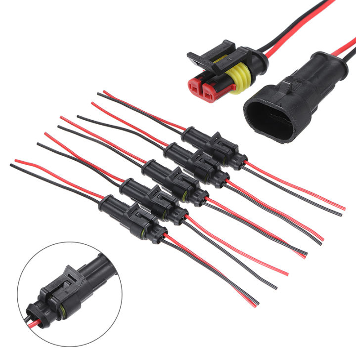 5 Pairs 2-Pin Way Car Waterproof Male Female Electrical Connector Plug ...