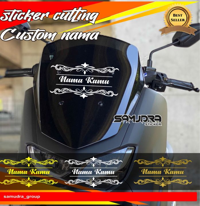 Stiker CUTTING sticker custom nama visor motor bingkai atau ornament ...