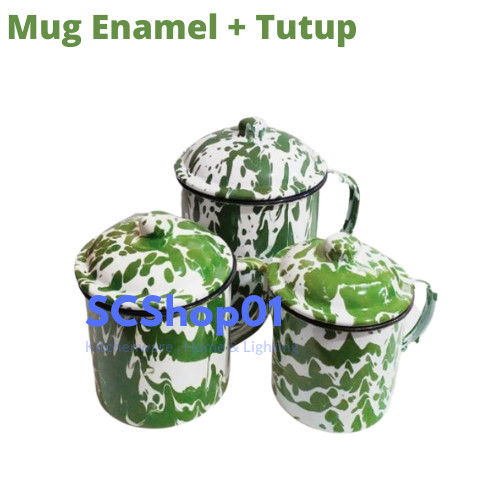 Mug Enamel + Tutup Motif Blirik / Gelas Jadul Brilik 8 10 12 cm ...