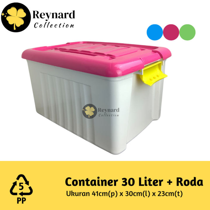 Container 30 Liter Roda Storage Box 30L Putih Container Box Serbaguna ...