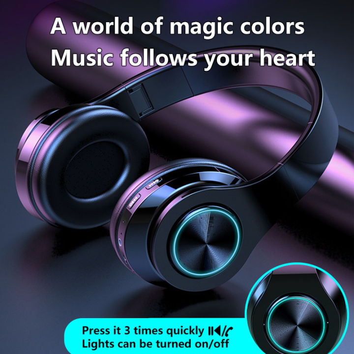 Portable Wireless Bluetooth "B39" Headphone RGB Breathing Light HiFi ...