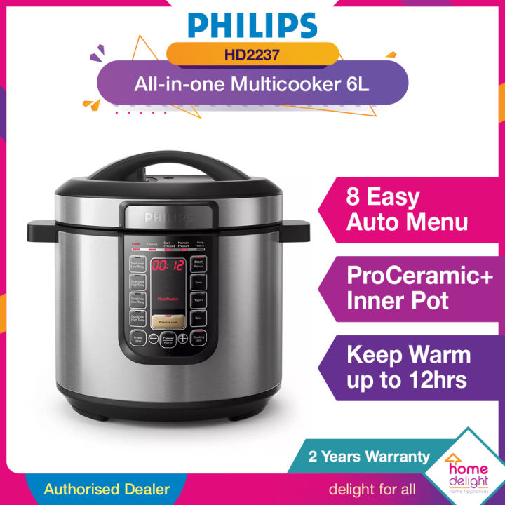 Philips All In One Multi Cooker Pressure Cooker 6L [ HD2237 ] | Lazada