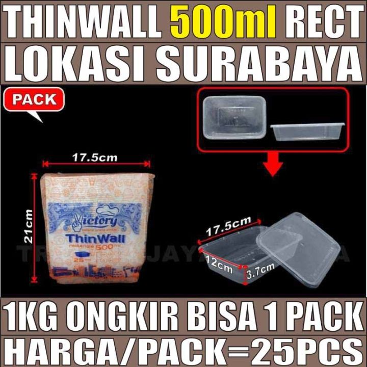 Thinwall 500ml Persegi Panjang 25pcs Rectangular Food Container Box ...