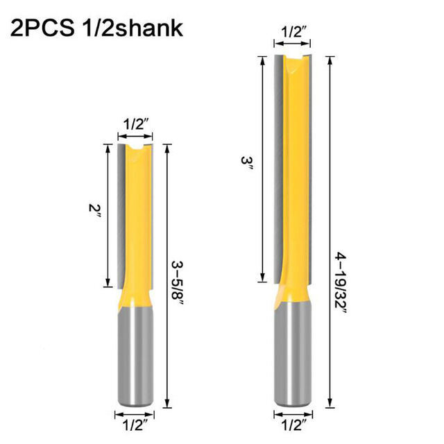 1-2pcs 12mm/12.7mm Shank Long Blade Straight/Dado Router Bit Wood ...
