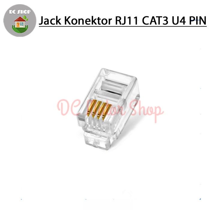 Konektor Modular RJ11 Cat3 4pin Kepala Kabel Telpon / Connector Rj11 ...