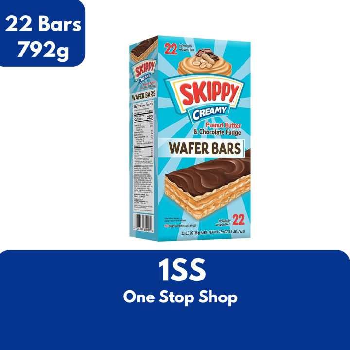 Skippy Creamy Peanut Butter & Chocolate Fudge Wafer Bars, 22 Bars ...