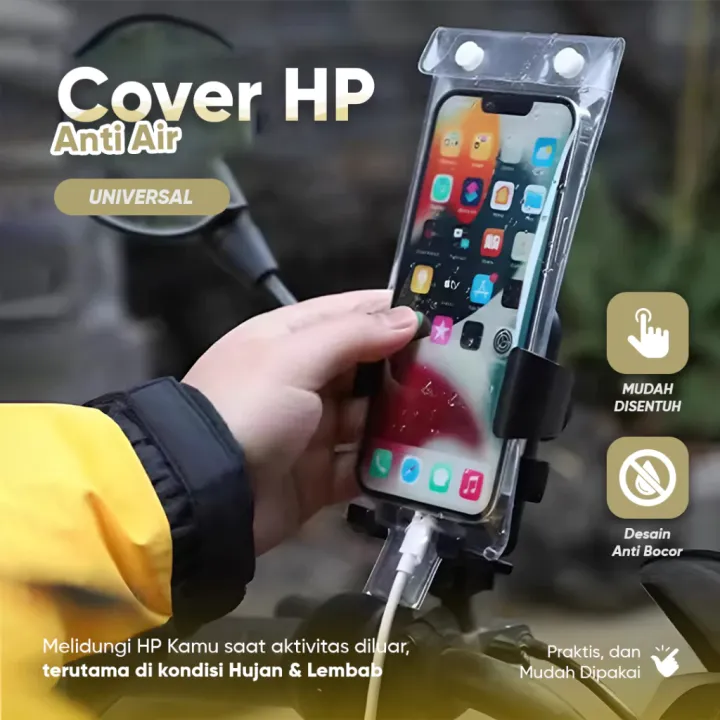 Tas HP Motor Waterproof Anti Air Hujan Kantong Dudukan Handphone Bisa Cas Layar Sentuh Sensitif ...