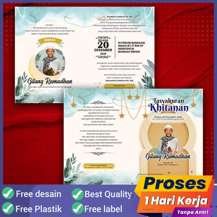 50 Kartu Undangan Khitanan, Sunatan, Tasyakuran Khitan Lipat 2 Murah | Lazada Indonesia