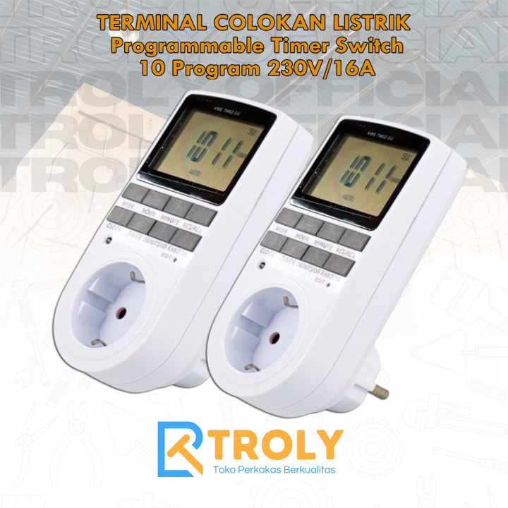 terminal colokan listrik programmable timer switch 10 program 230v/16a ...