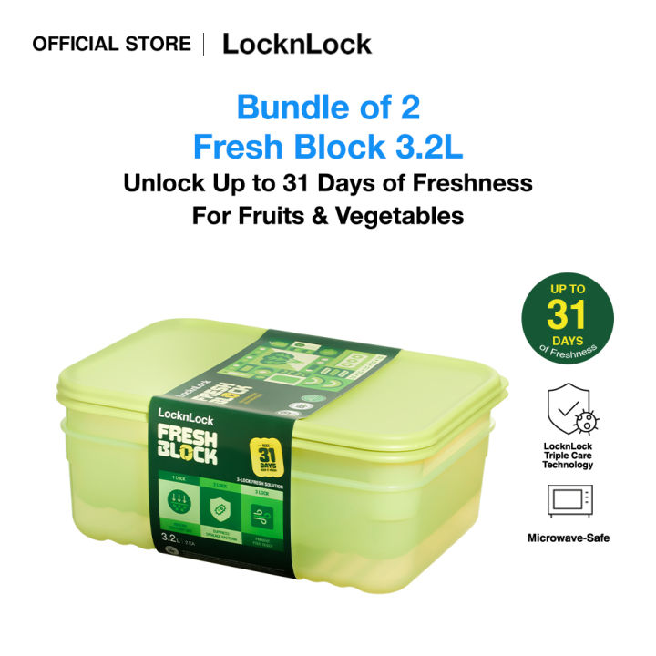 LocknLock Set of 2 Fresh Block 3200ML | Food Keeper for Fruits ...