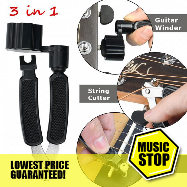 Music Stop 3 IN 1 Multifunctional Guitar Tool Guitar Winder + String ...