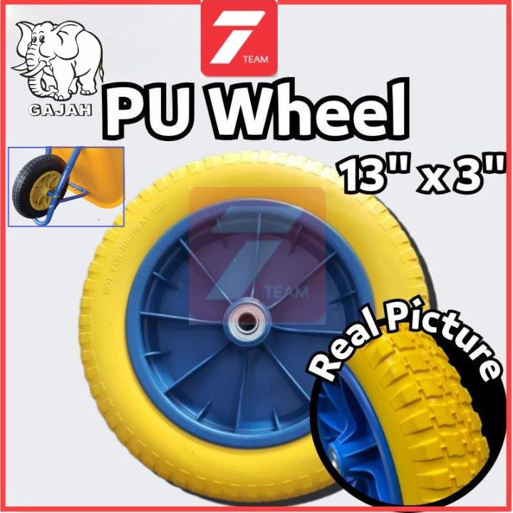 13" X 3" Heavy Duty PU WHEEL BARROW TYRE / Tayar Kereta Sorong / Tayar ...