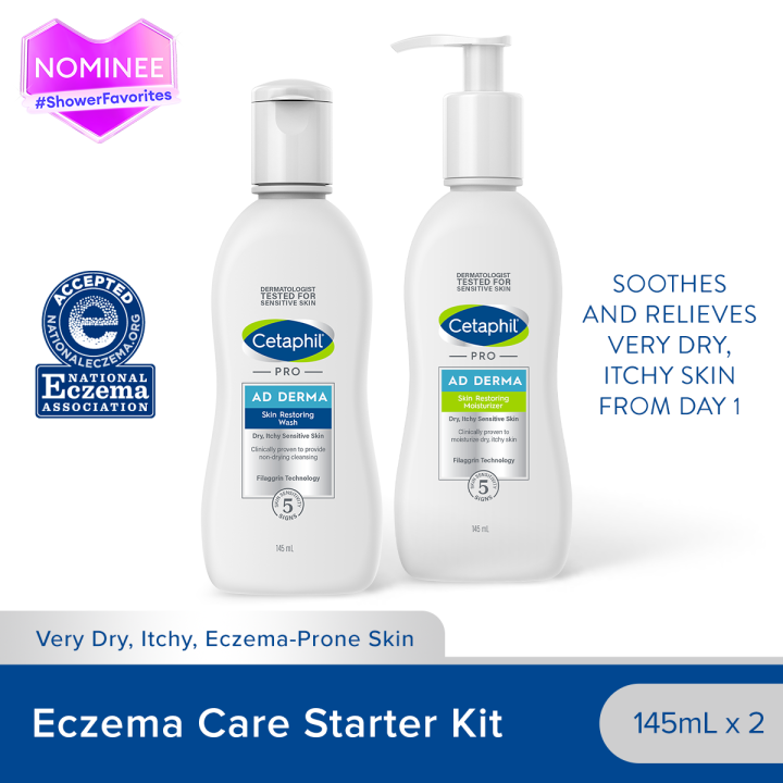 Cetaphil Eczema Care Starter Kit (Pro AD Derma Wash 145ml + Moisturizer ...