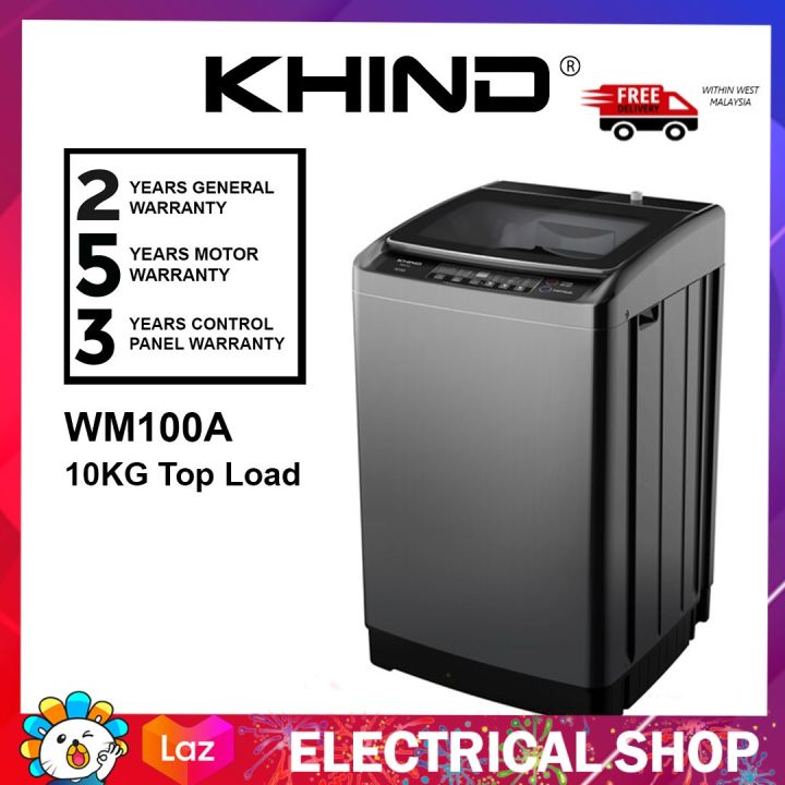 {FREE SHIPPING} Khind 10KG Fully Auto Washing Machine WM100A Non ...