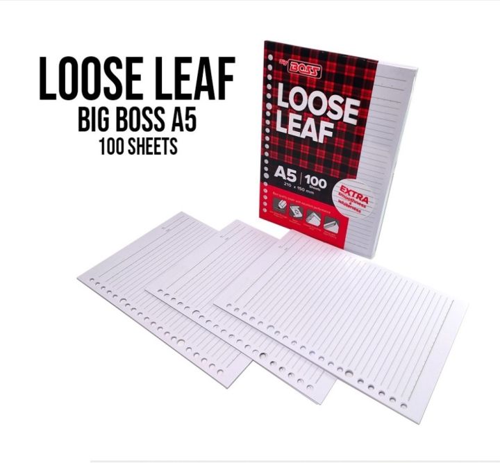 LOOSE LEAF Garis A5 / B5 (1 Pak isi 100 lembar) BIG BOSS / kertas Binder loose leaf / Kertas ...